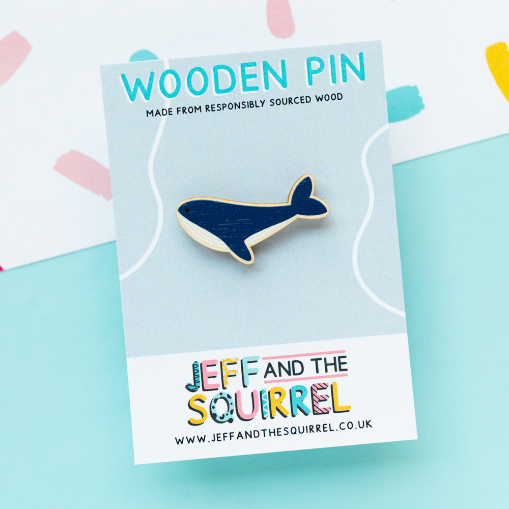Whale Wooden Pin Badge – Jeff and the Squirrel