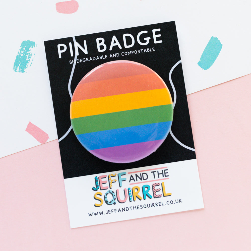 Gay Pride Flag Badge – Jeff and the Squirrel
