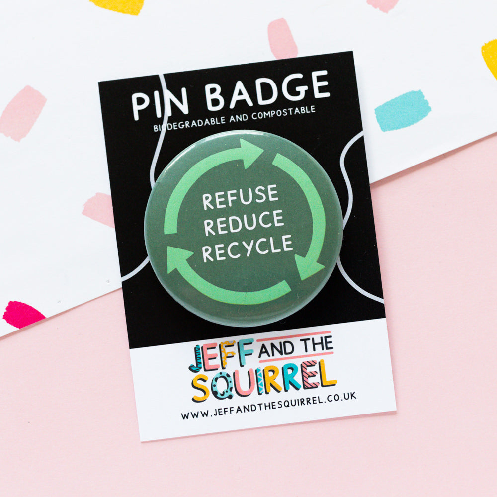 Refuse Reduce Recycle Badge – Jeff and the Squirrel