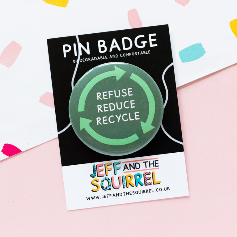 Refuse Reduce Recycle Badge – Jeff and the Squirrel