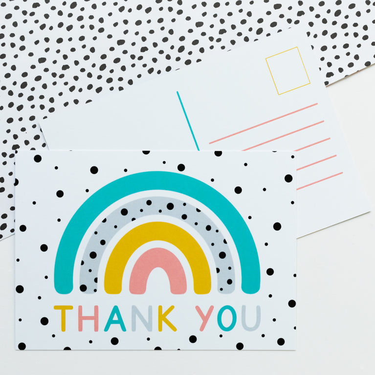 Thank You Rainbow Postcard – Jeff and the Squirrel